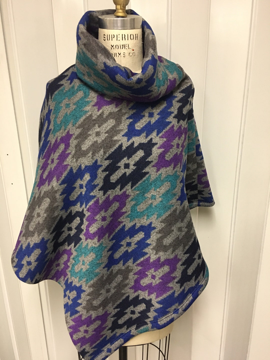 Patterned Poncho - Etsy