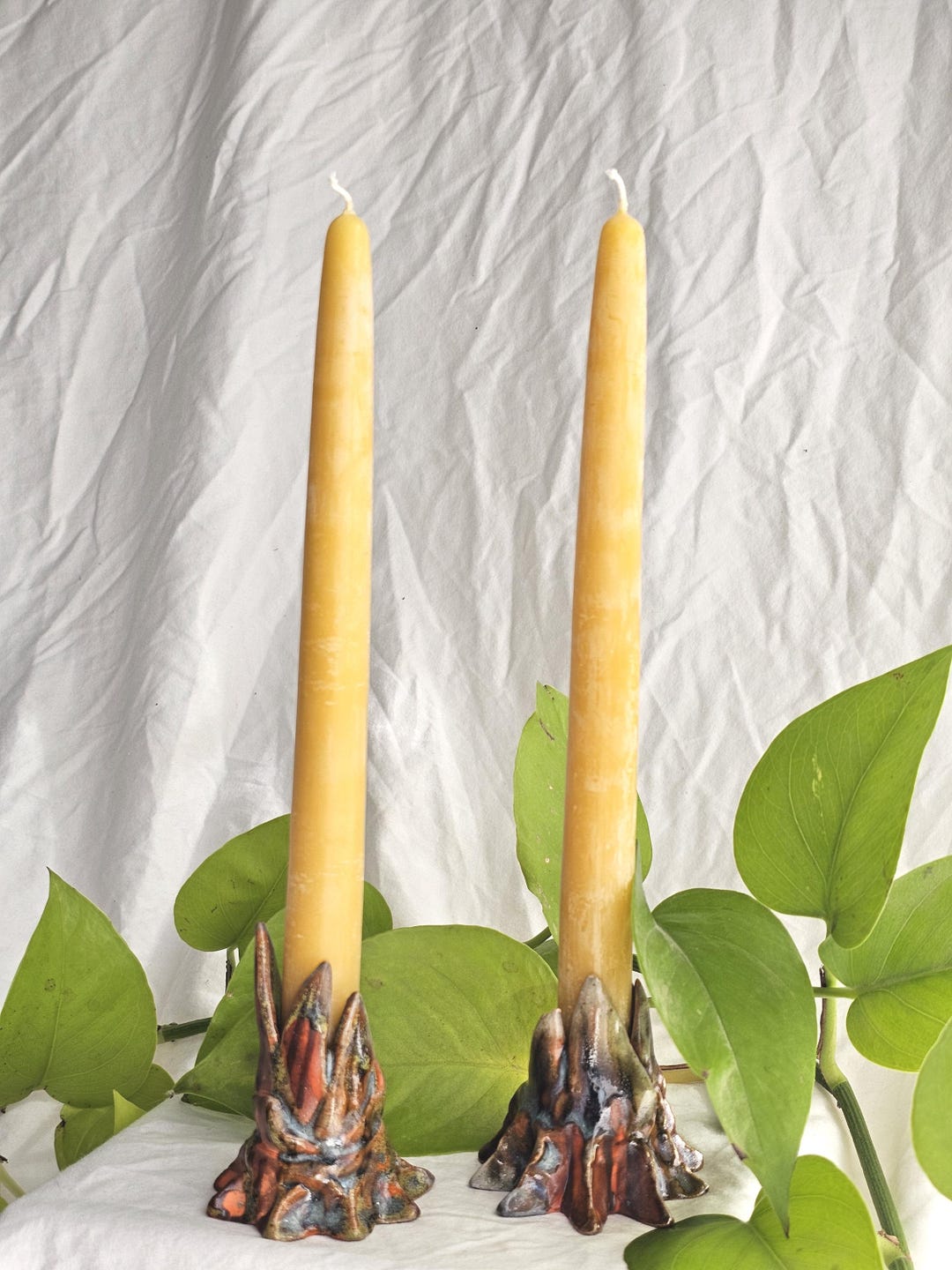 Candlestick Holders - Ceramic Soda-fired Home Decor - Warm Colors ...