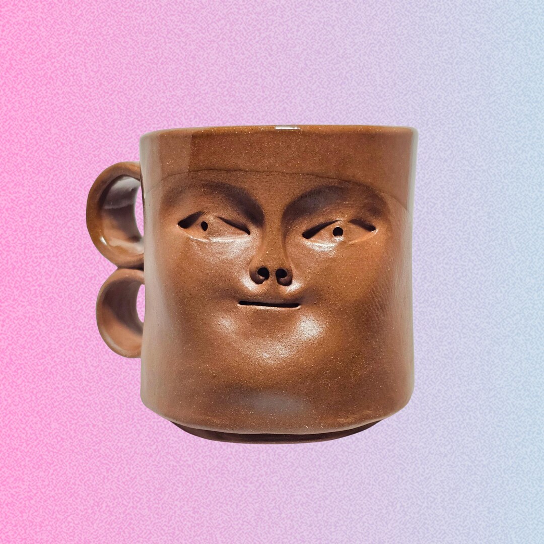 Smug Mug Simple Mug With a Cheeky Little Face Handmade Pottery Two Loop ...