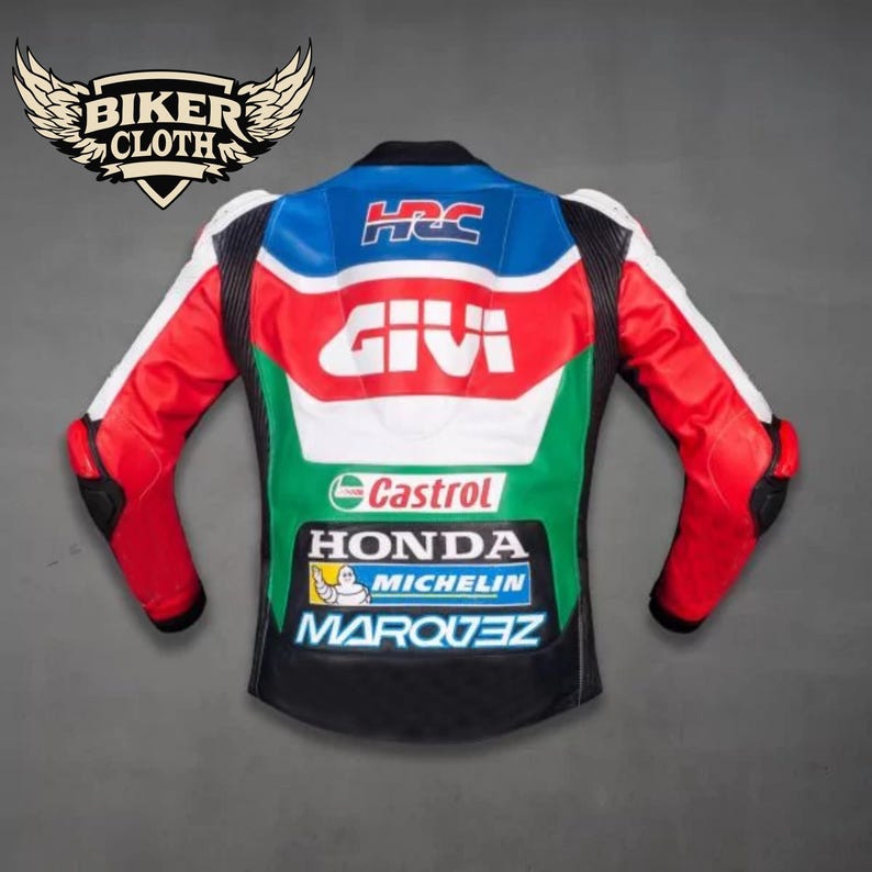 Honda GIVI MOTOGP Racing Motorcycle Leather Jacket Genuine Cowhide ...