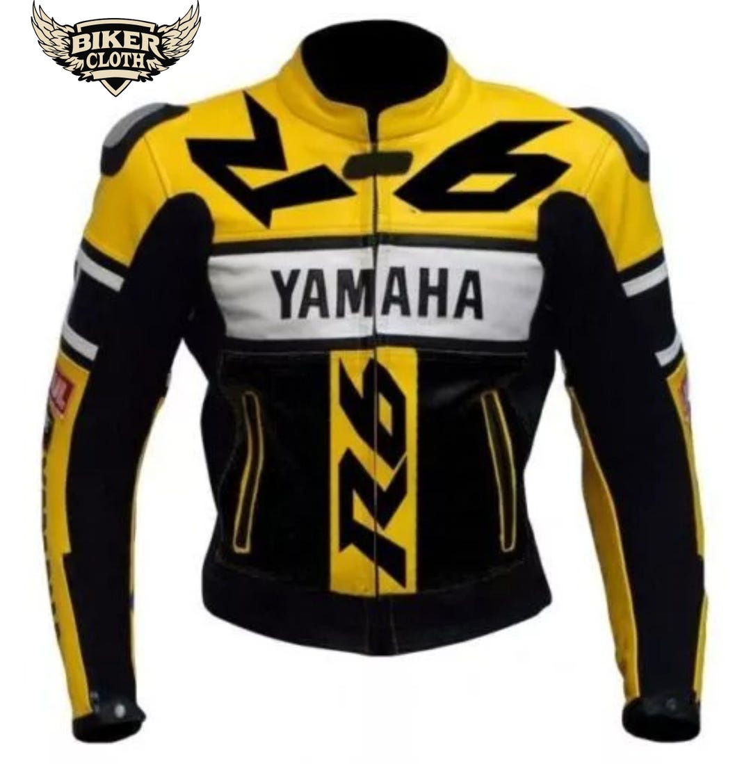 Yamaha R6 MOTOGP Racing Motorcycle Leather Jacket Genuine Cowhide ...