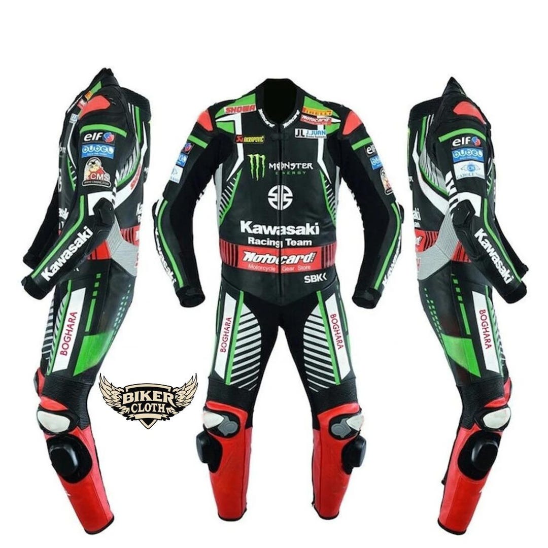 MOTOGP Kawasaki Motorbike Racing Leather Suit CE Approved Motorbike ...