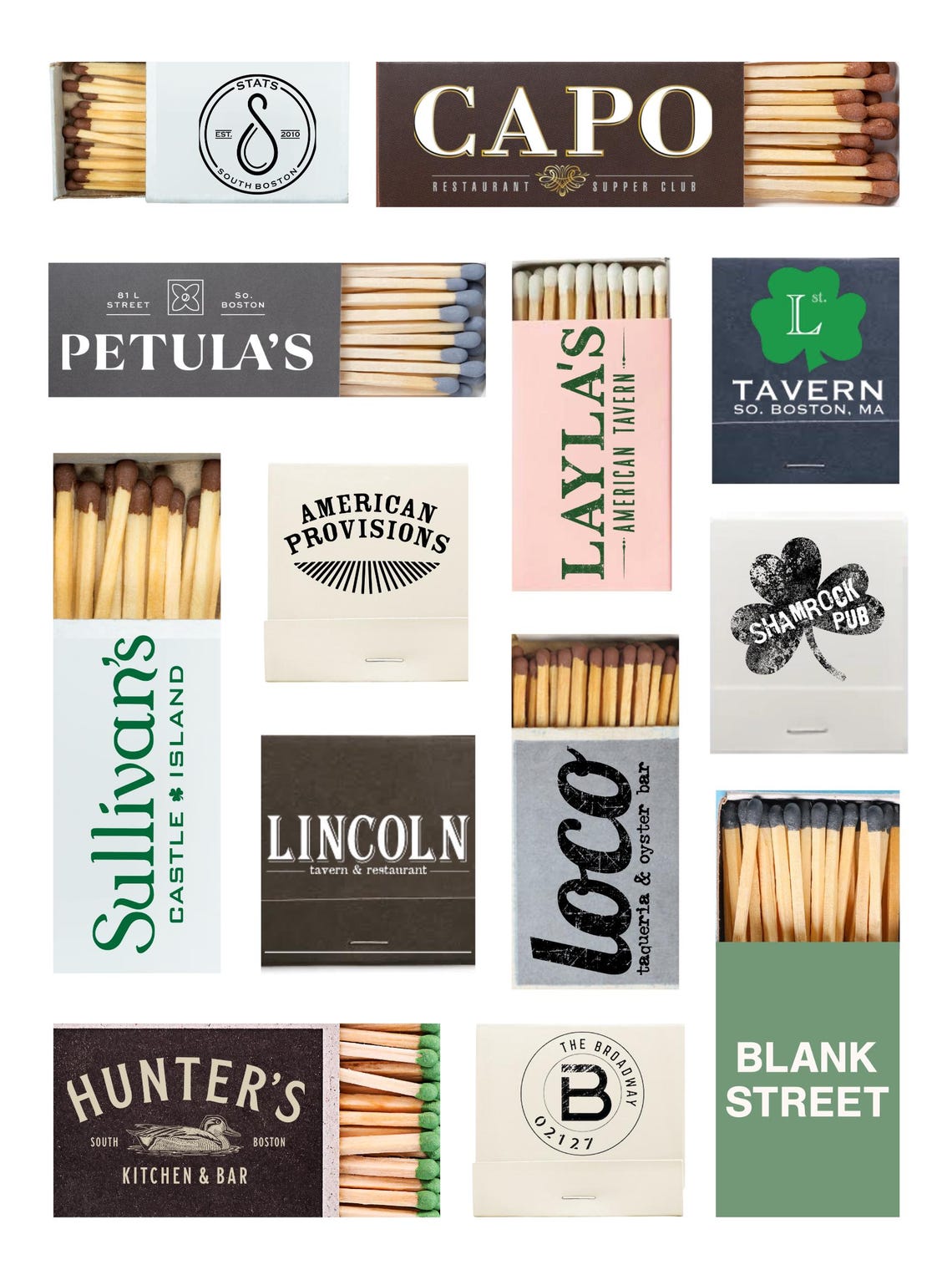 South Boston Matchbook Poster | Southie Restaurant and Bar Art ...