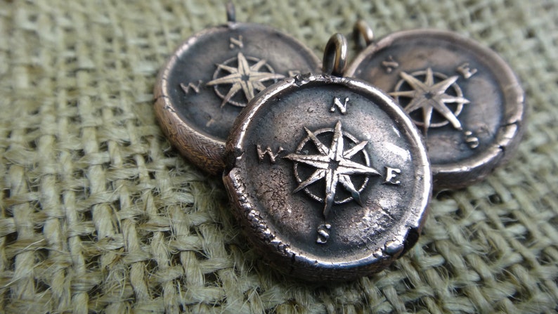 Compass Star Wax Seal Pendant, Nautical Compass Rose Talisman Charm ...