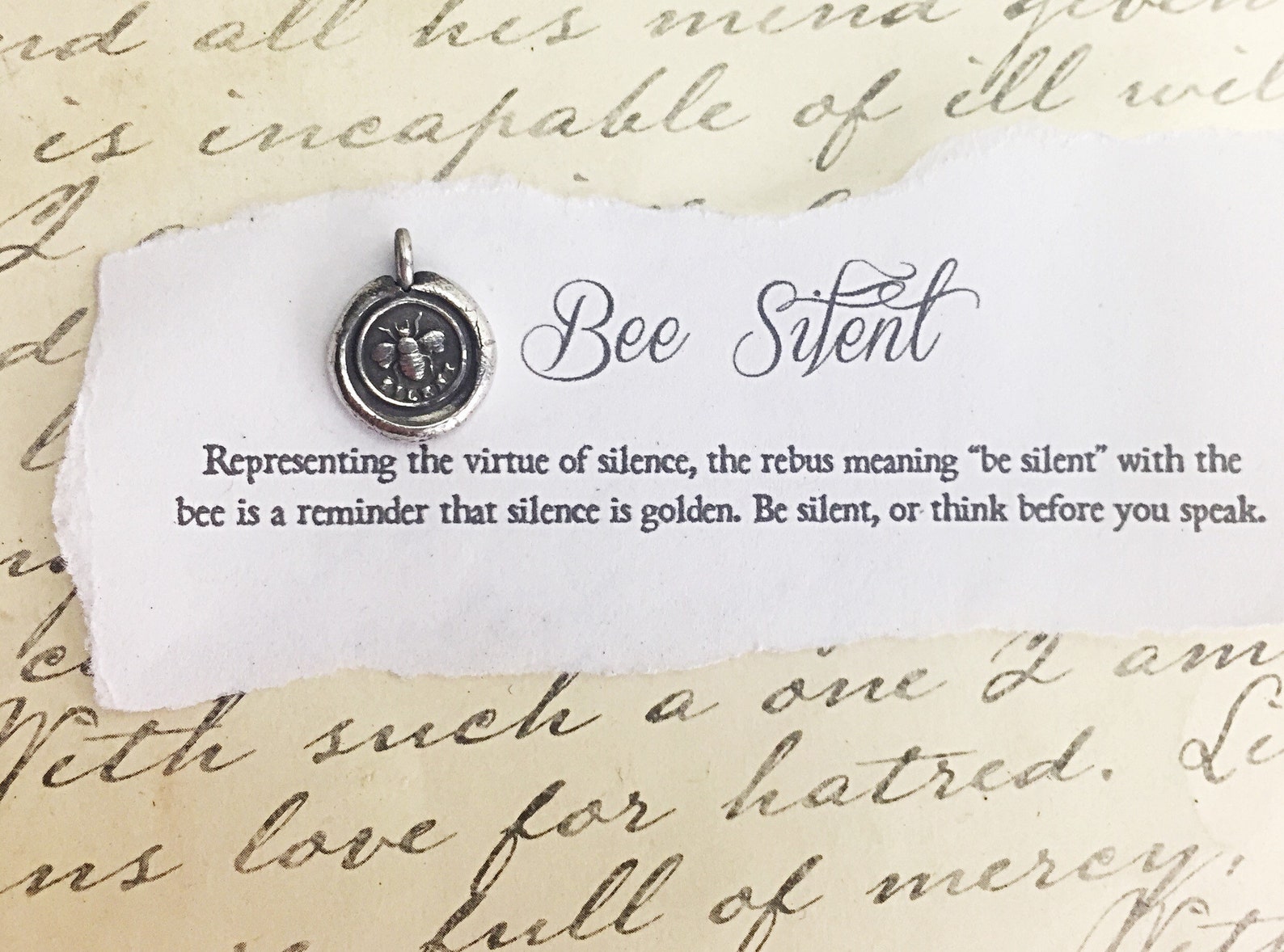 Bumble Bee - Bee Silent Charm - Wax Seal Jewelry - Silence is Golden ...