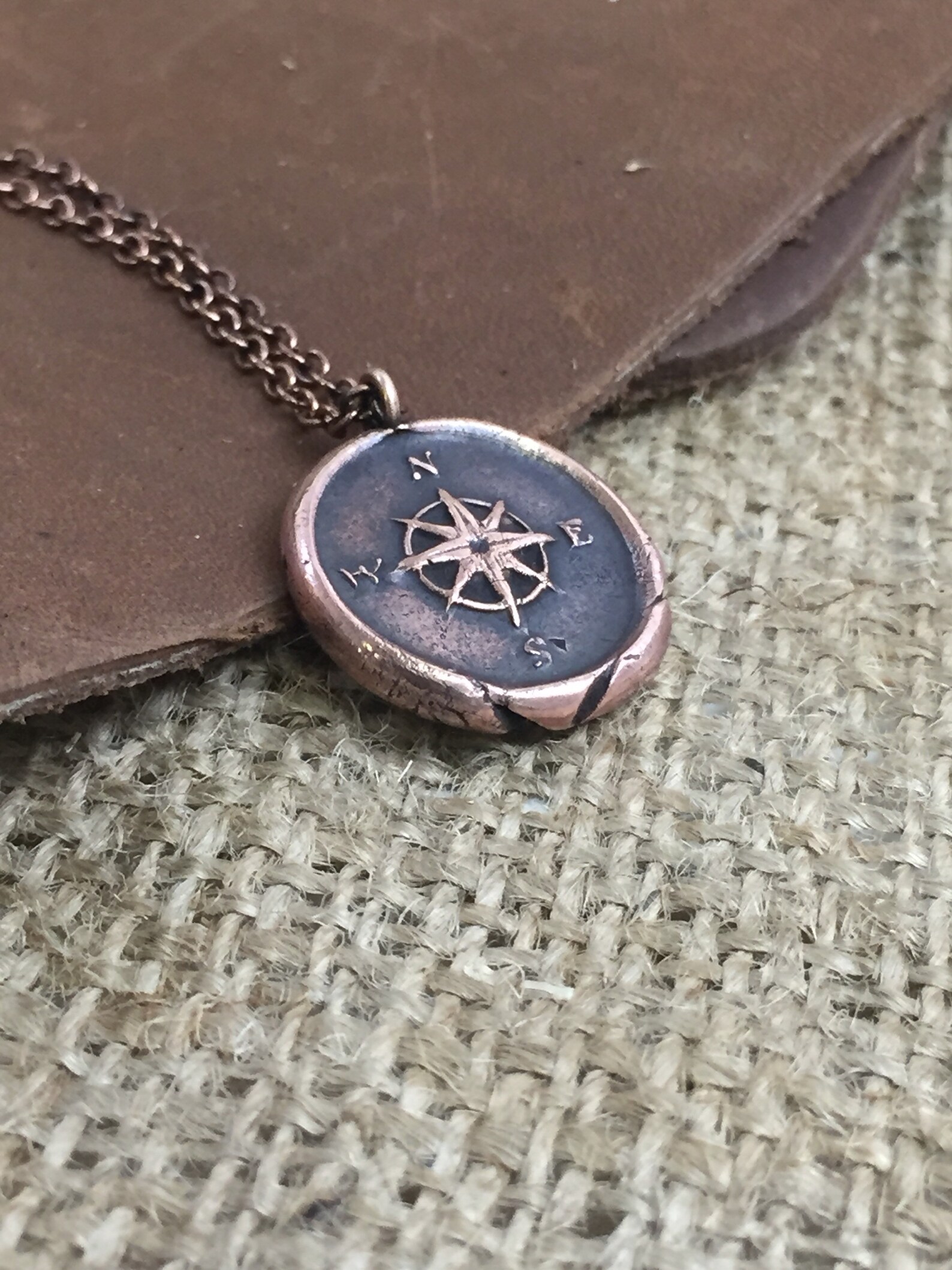 Compass Star Wax Seal Pendant, Nautical Compass Rose Talisman Charm ...