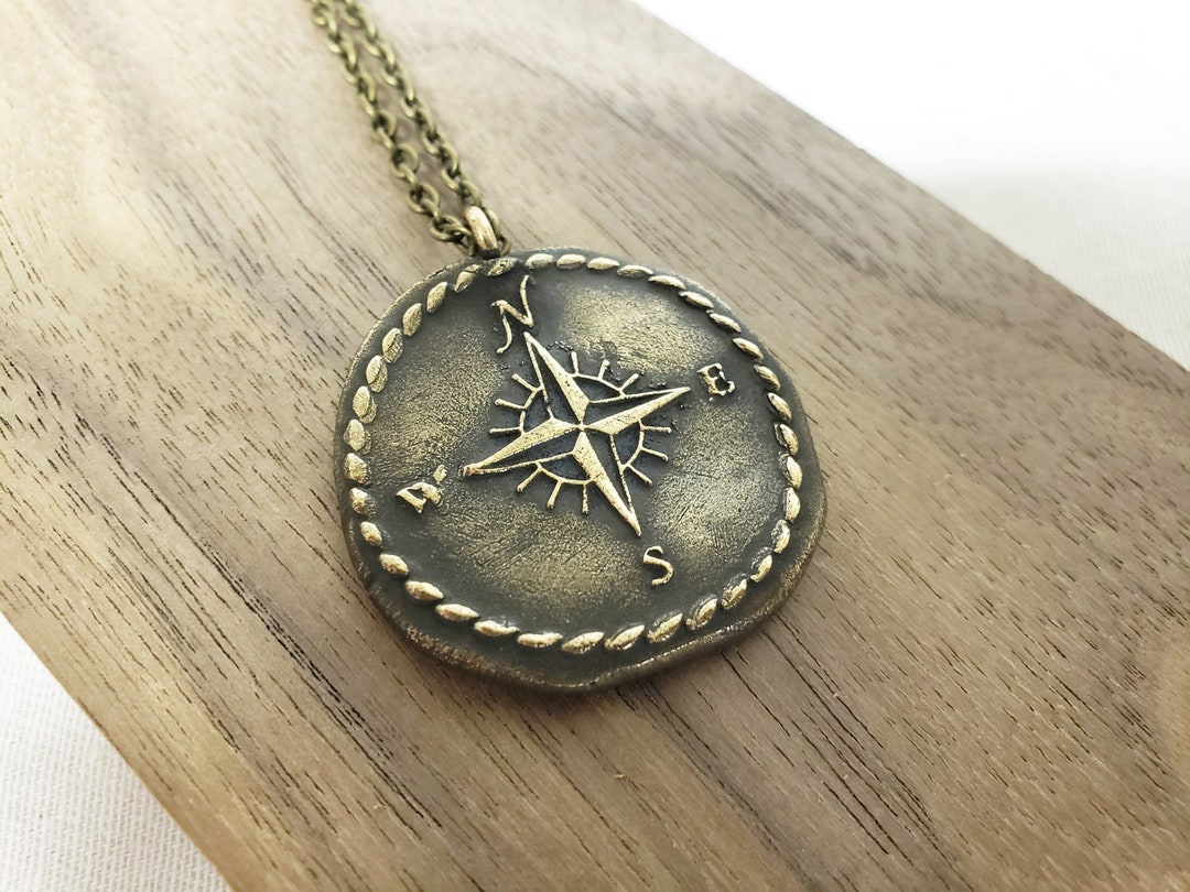 Compass Rose Pendant, Nautical Necklace, Wax Seal Necklace, Gifts for ...
