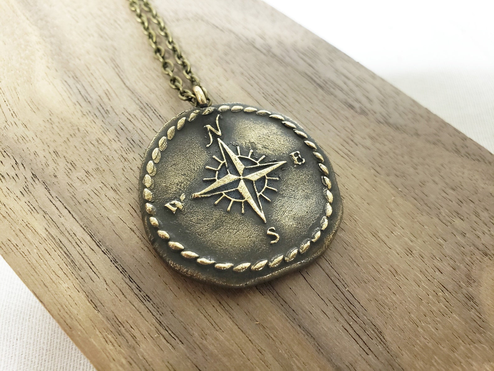 Compass Rose Pendant Nautical Necklace Wax Seal Necklace - Etsy