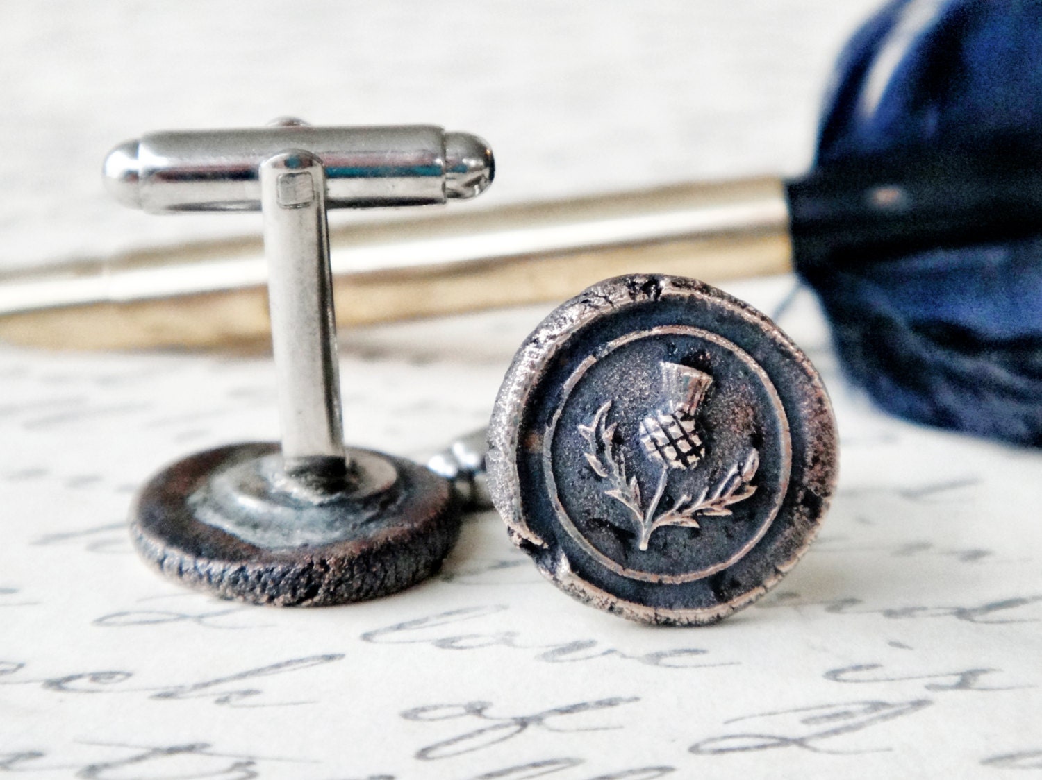 Scotland Thistle Wax Seal Cufflinks Scottish Cuff Links in | Etsy