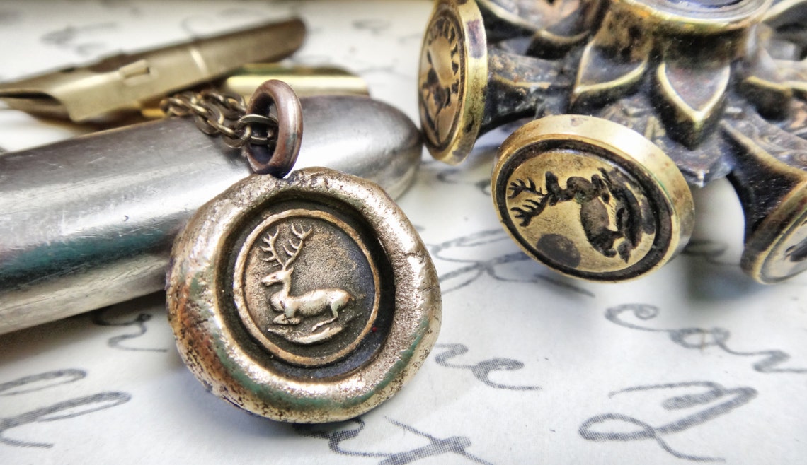 Deer Stag Charm - Wax Seal Necklace - Heraldic Baratheon Buck Stag ...