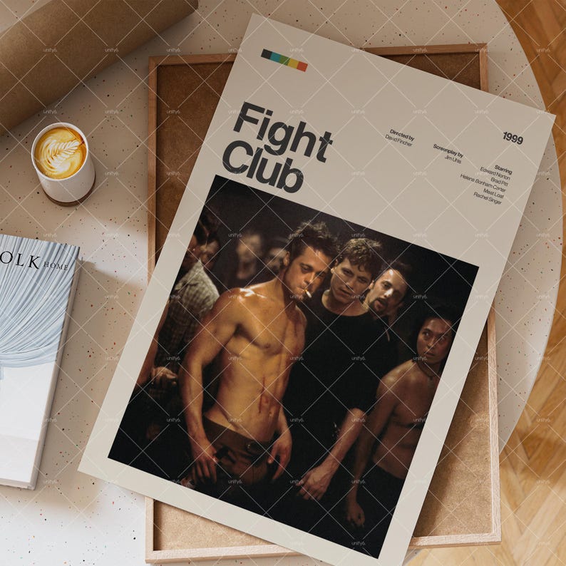 Fight Club Vintage Retro Poster, Fight Club Movie Print, Fight Club ...