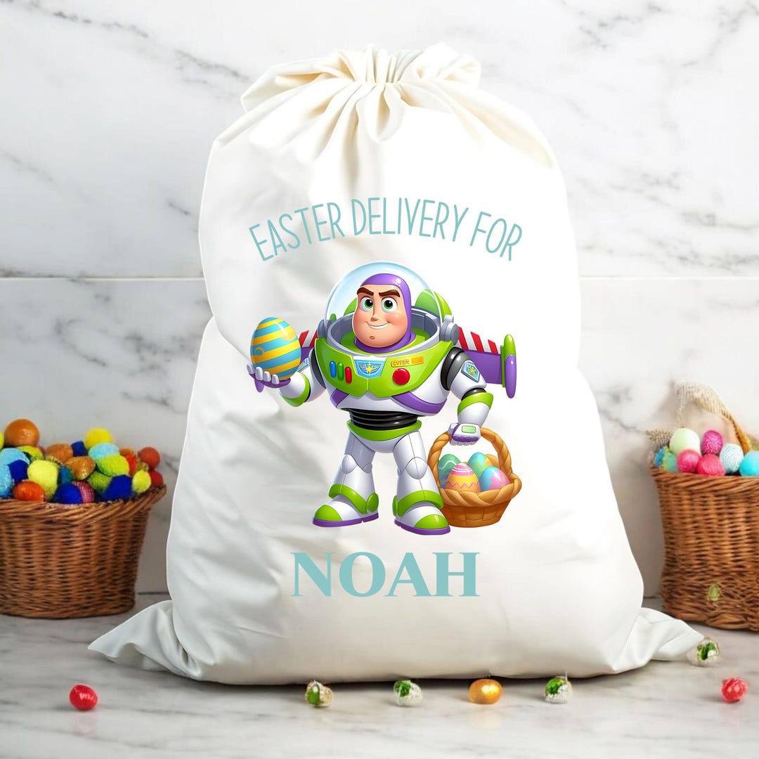 Buzz Lightyear Easter Bag, Personalized Name Gift Sack, Kids Easter ...