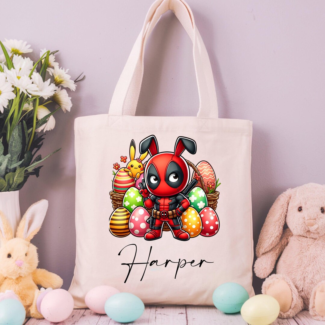 Easter Bunny Deadpool Tote Bag, Holiday Gift, Basket Filler, Easter Egg ...