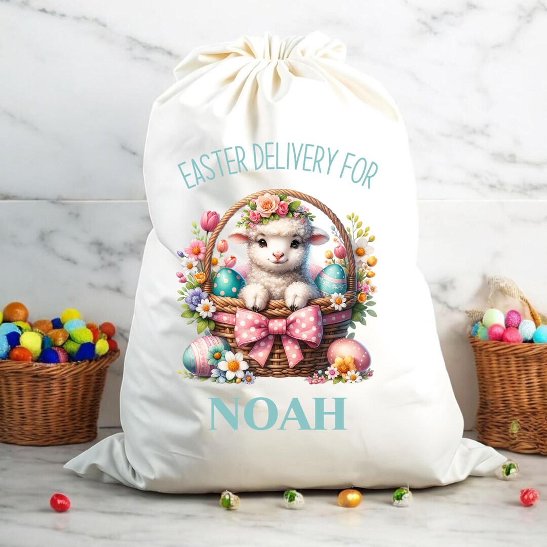 Easter Gift Bag, Lamb in Basket, Easter Egg Hunt, Kids Easter Present ...