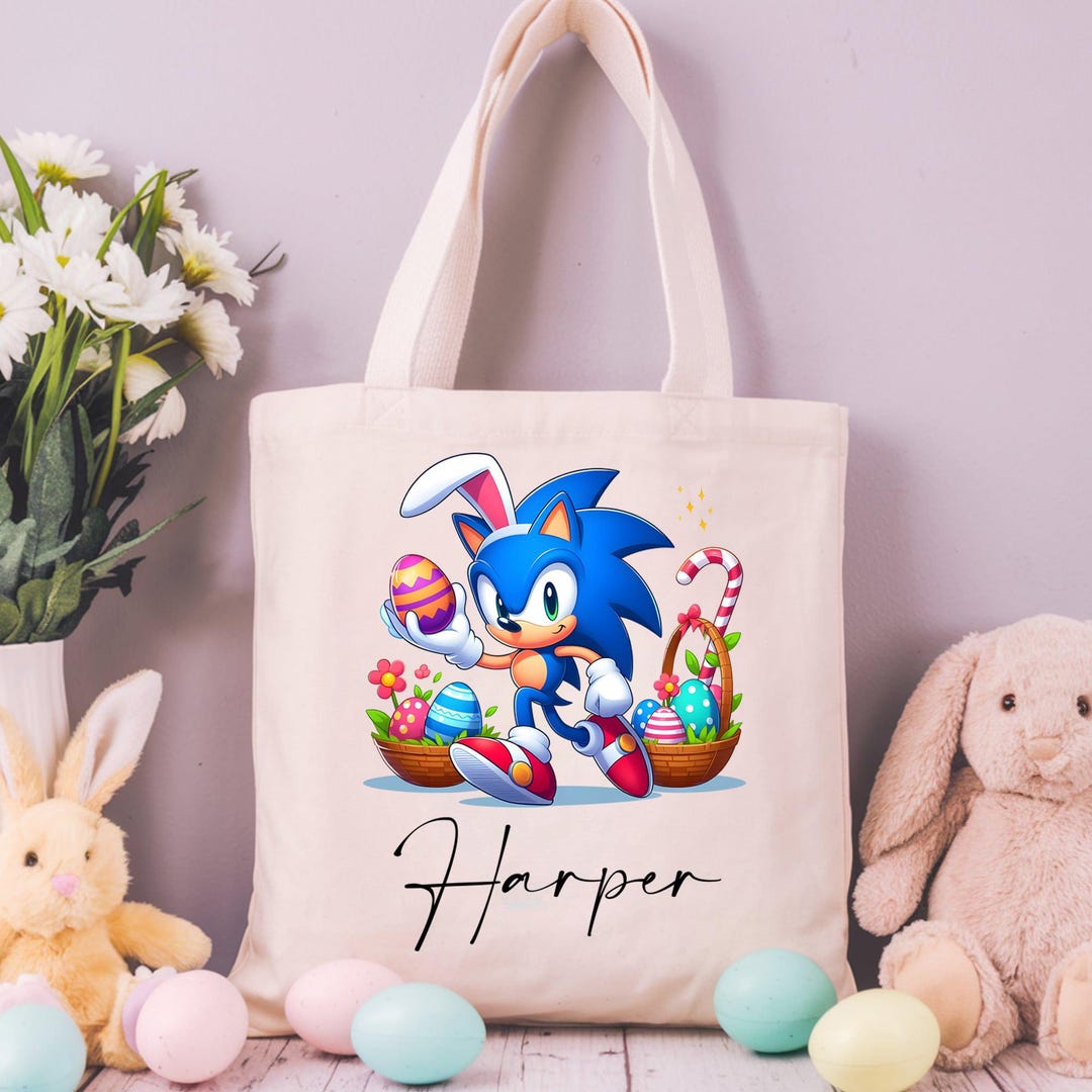 Sonic the Hedgehog Easter Tote Bag, Egg Hunt Gift, Easter Basket, Kids ...