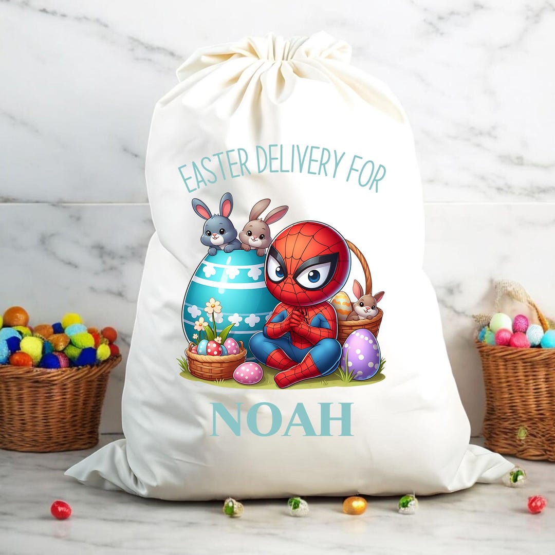 Personalized Spider-man Easter Sack, Custom Name Easter Basket, Kids ...