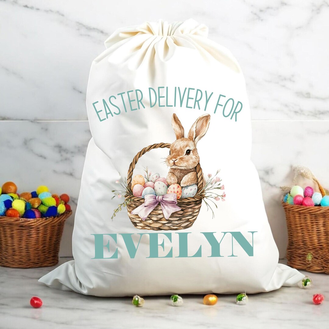 Personalized Easter Bag, Bunny Design, Easter Delivery Sack, Kids ...