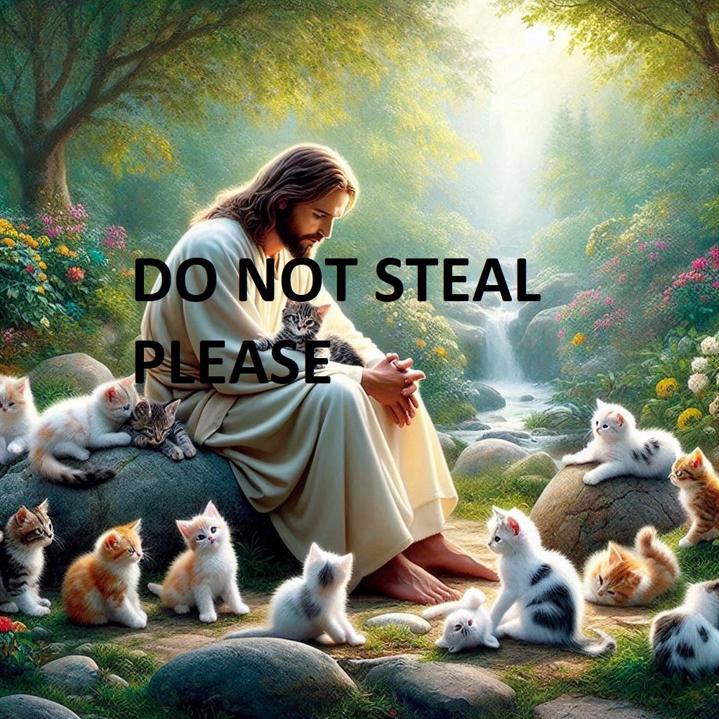 4 Different Jesus With Kittens Playing digital Print - Etsy Canada