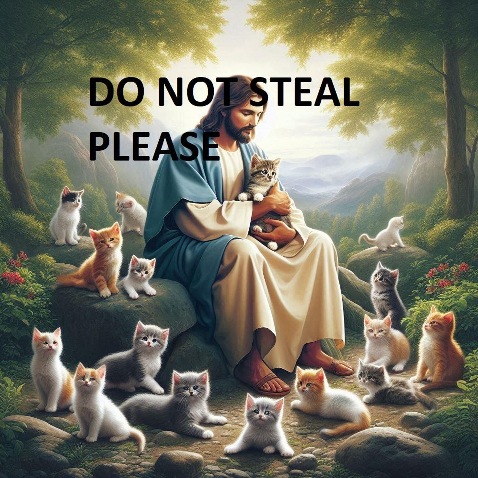 4 Different Jesus With Kittens Playing digital Print - Etsy Canada