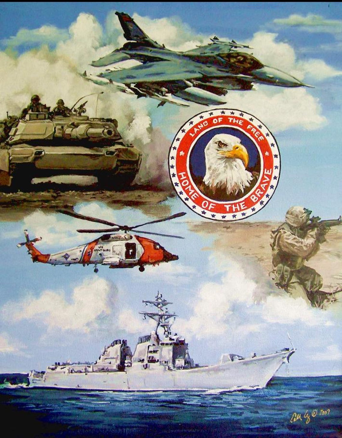 Land of Free- Home of the Brave Signed Art Print by Artist Cathy ...