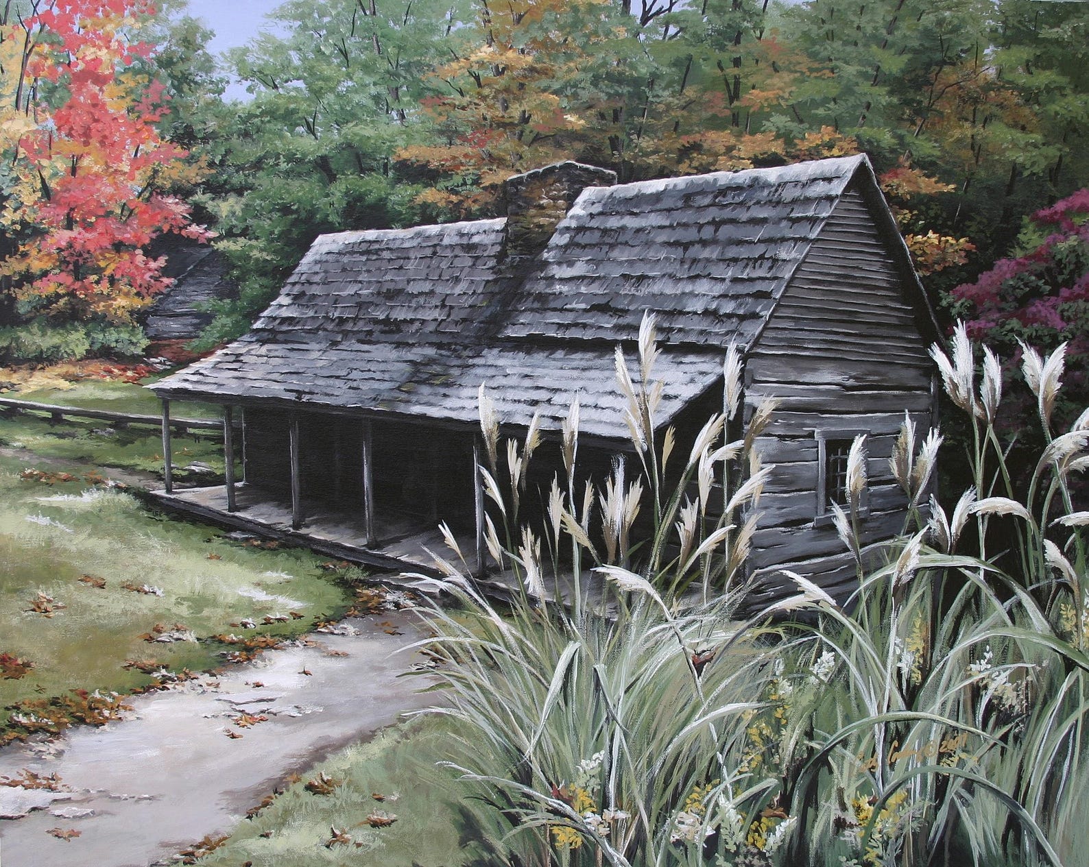 Bud Ogle Cabin Signed Art Print of Painting by Artist Cathy Cooksey - Etsy