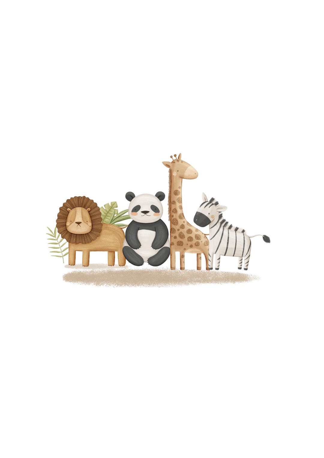 Digital A4 Print - Jungle Animals - Lion, Panda, Giraffe, Zebra - Etsy