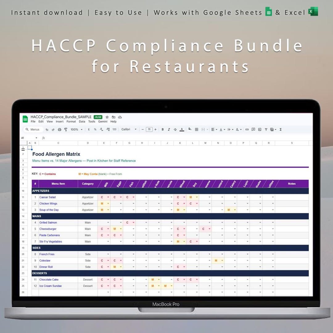 HACCP Temperature Log Spreadsheet for Restaurants | Daily Fridge ...