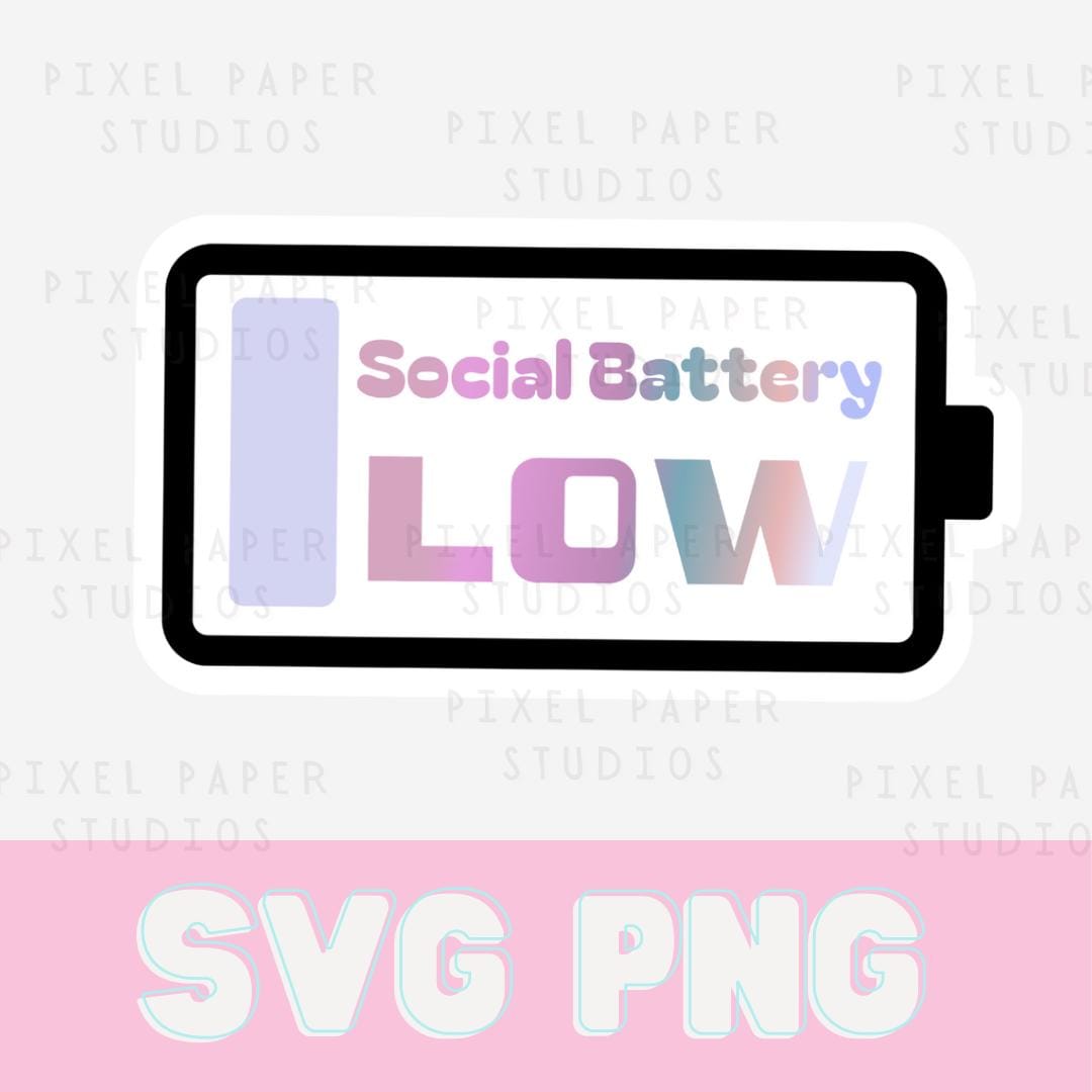 Social Battery Low PNG: Anti-social Sticker Design (digital Download - Etsy