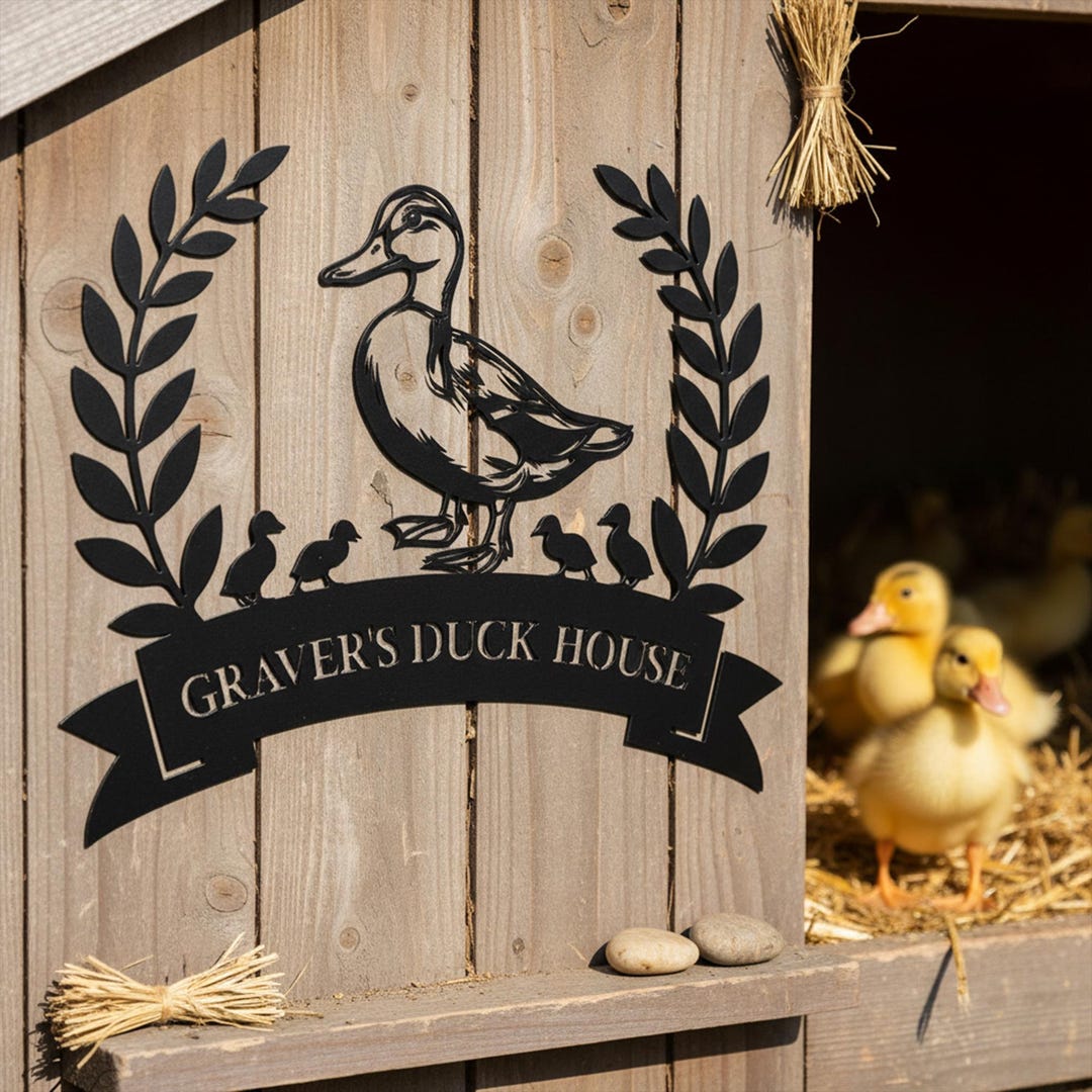 Duck House Metal Sign, Duck Family Yard Sign, Personalized Duck Farm ...