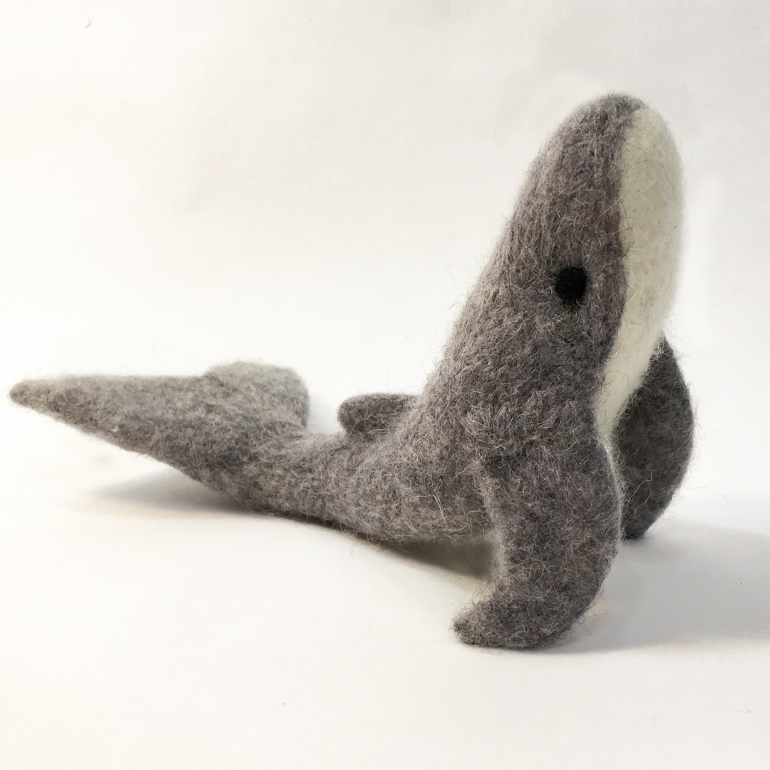 Handmade Needle Felted Whale 4 X 7 Inches Gray and Black Nursery Decor ...