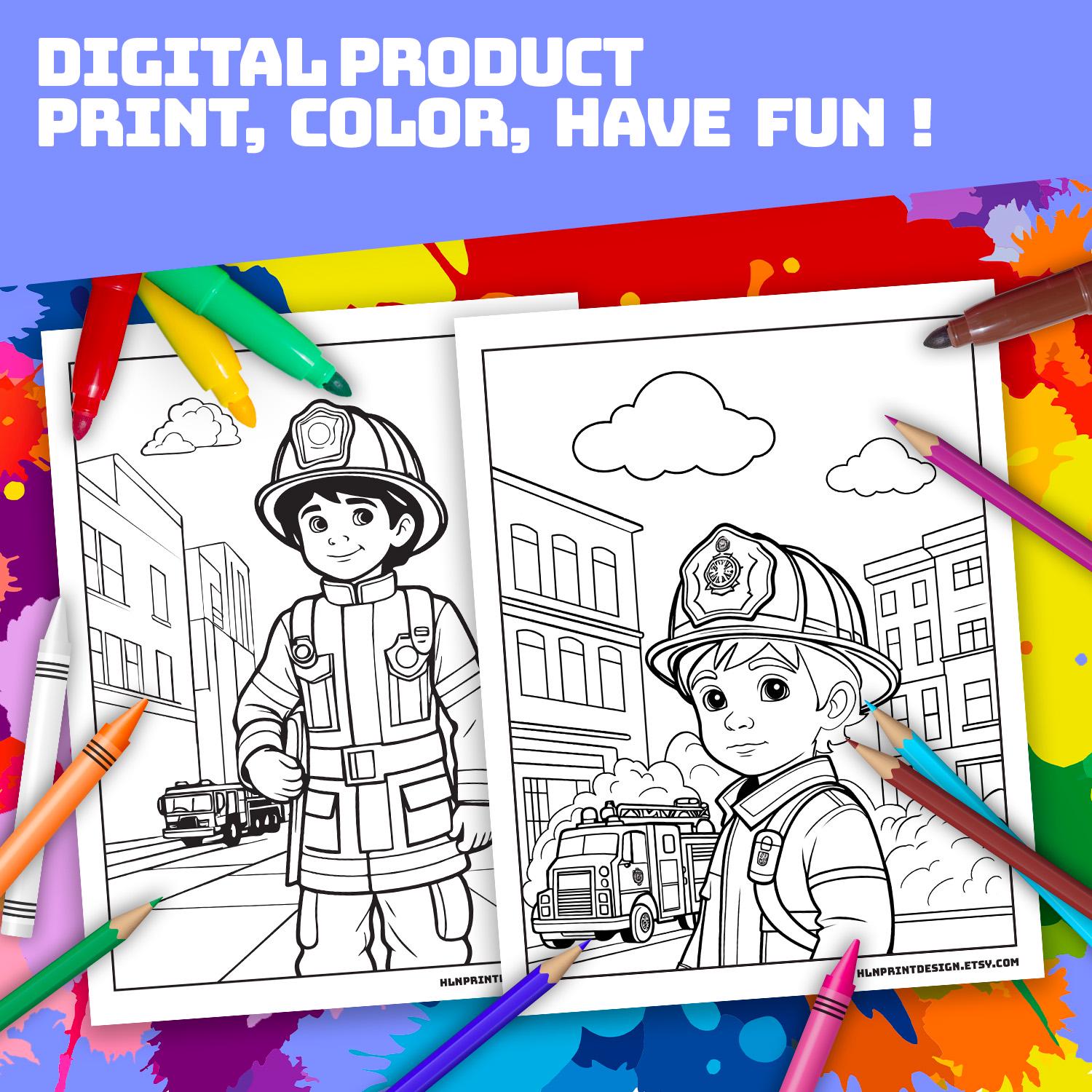 15 Firefighter Printable Coloring Pages for Children With Models, Easy ...