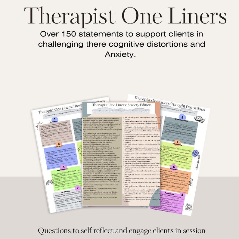 Therapy, Therapist, One Liners, Mental Health Sheets, Session Statements, Therapy Sheets - Etsy
