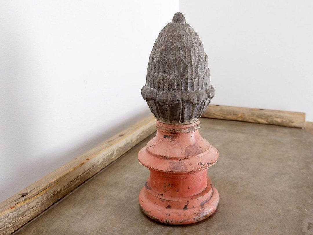 Vintage Decorative Cast Iron Pine Cone on Wooden Base - Etsy