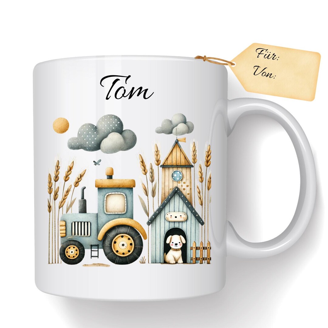 Tractor Personalized Children's Mug Animals Farm Tractor Cup Mug Custom ...