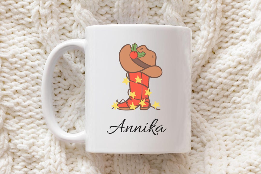 Personalized Christmas Cowboy Boot Mug, Custom Gift Idea, Custom Name ...
