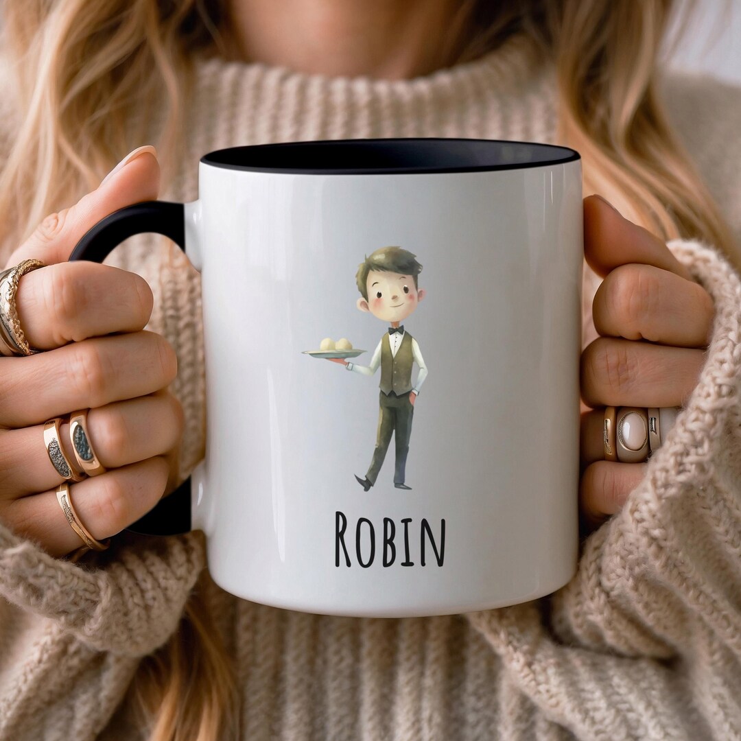 Personalized Waiter Boy Mug, Custom Name Mug, Individual Gift Idea ...
