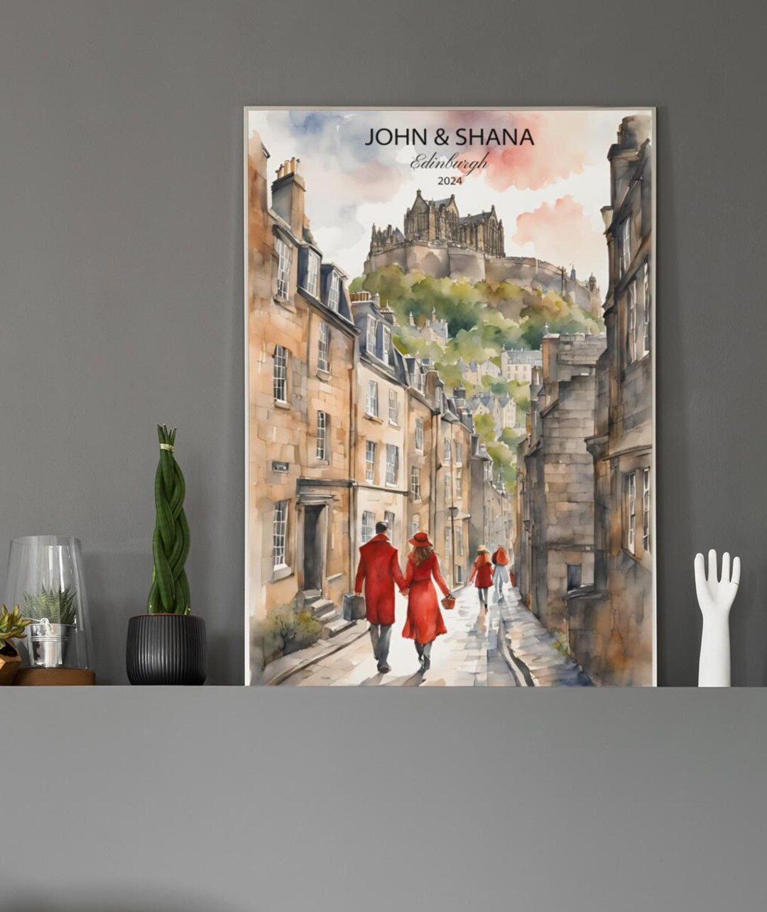 Personalized Our First Edinburgh Travel Canvas, Watercolor Art ...