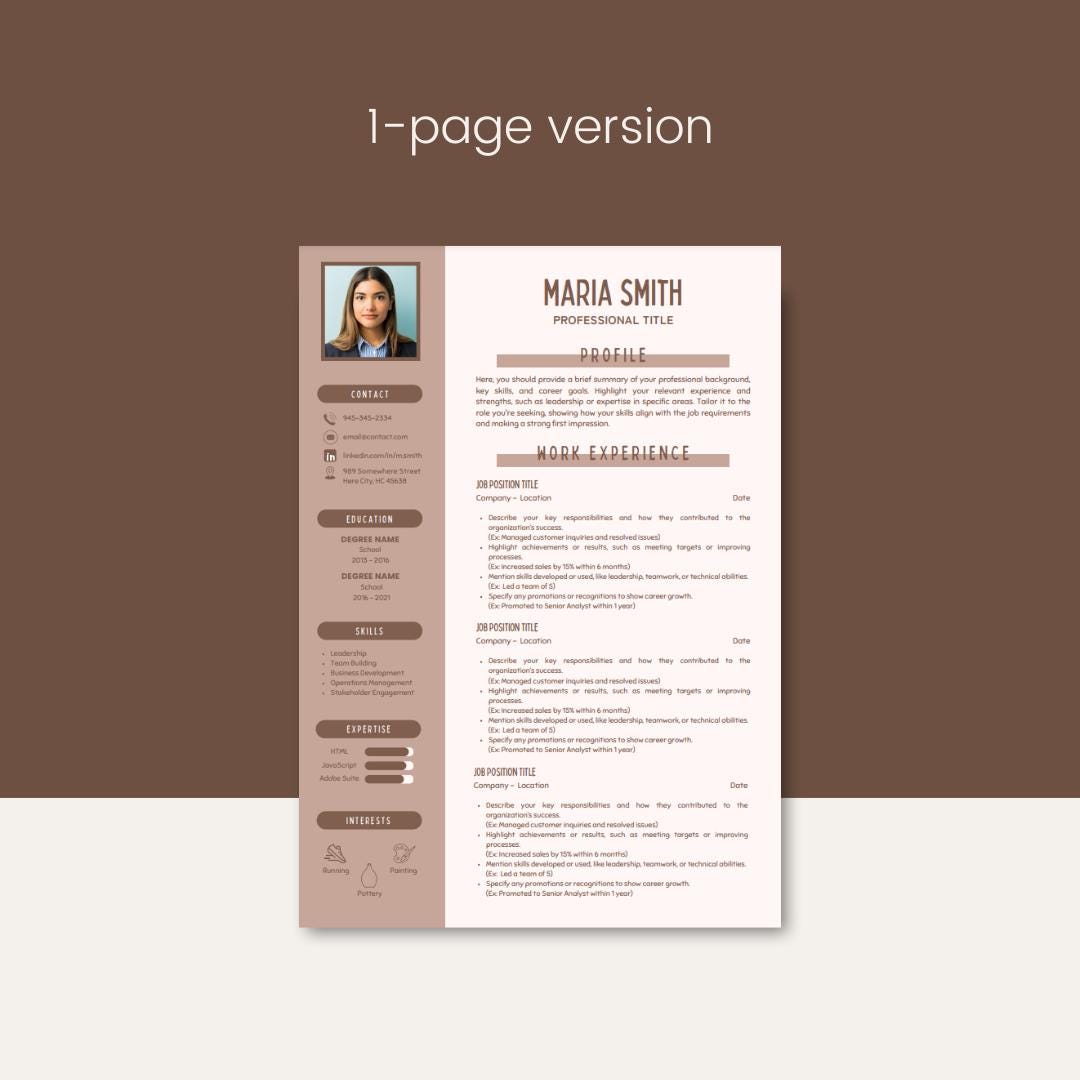 CV Templates + Cover Letter Template + Icon Bank - Etsy