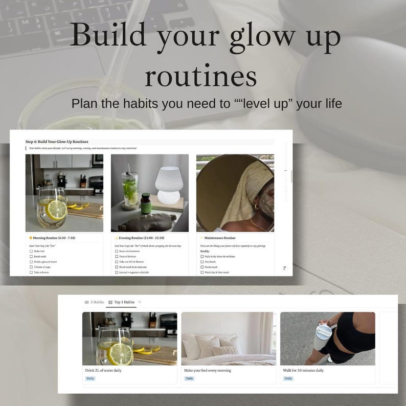Glow-up Planner Notion Template: Self-improvement & Habit Tracker ...