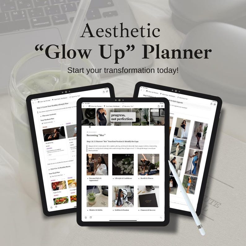 Glow-up Planner Notion Template for Self-improvement Weekly Planner ...