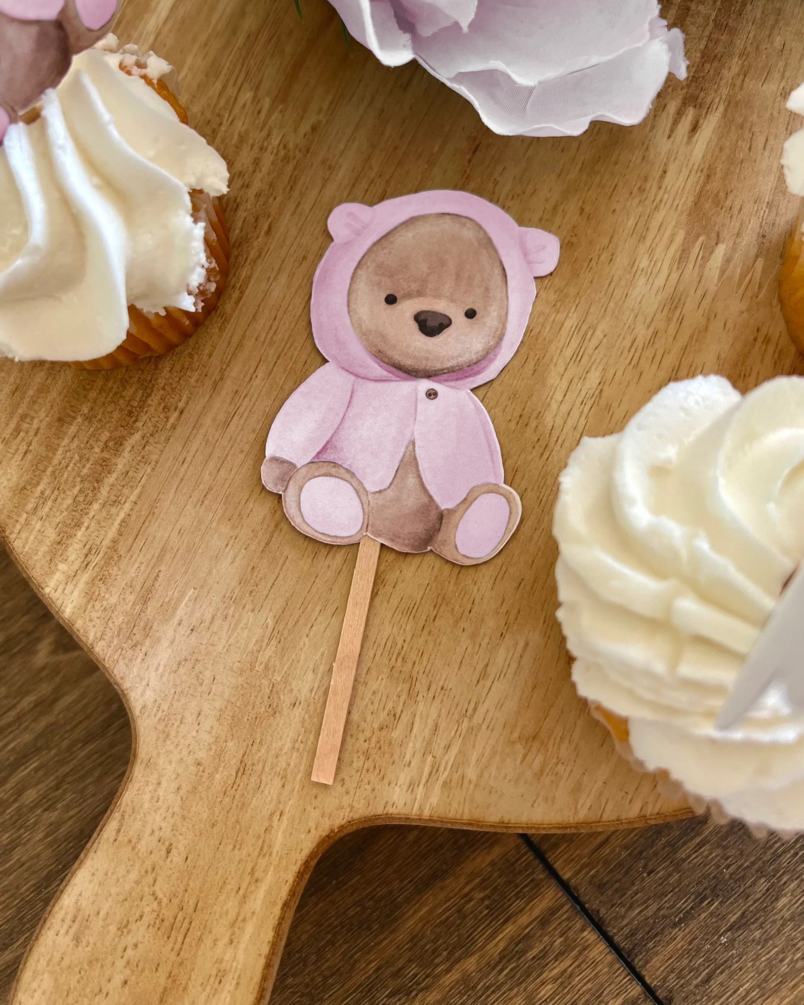 Pink Teddy Bear Cupcake Topper Set of 12/party Favor - Etsy