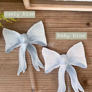Dusty/baby Blue Bow Cake Topper | 1st Birthday Paper Topper, Bridal ...