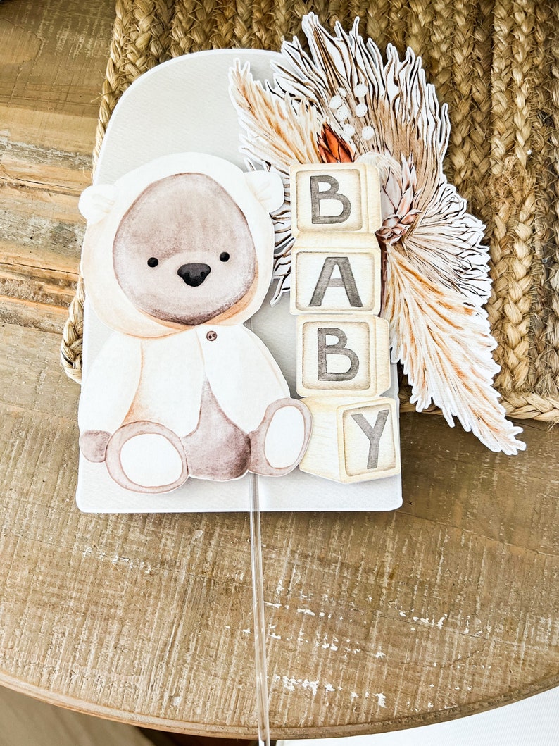 Teddy Bear Cake Topper/diaper Cake Topper/yellow Bear Cake - Etsy