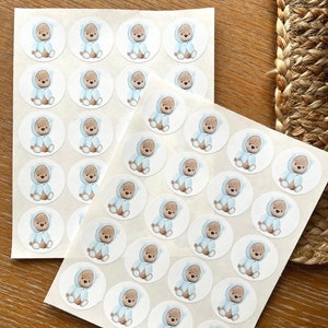 Teddy Bear Sticker Sheet multiple Sizes & Colors Available Baby Shower ...