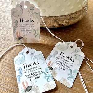 Under the Sea Favor Tags Set of 12 Personalized Party Favor Tag, Baby ...