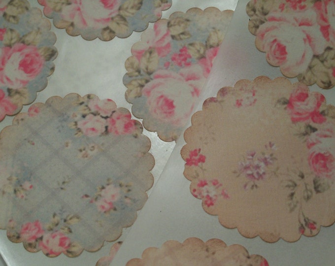 Shabby Chic Cabbage Roses Sticker Seals.....set of 12 ECS - Etsy