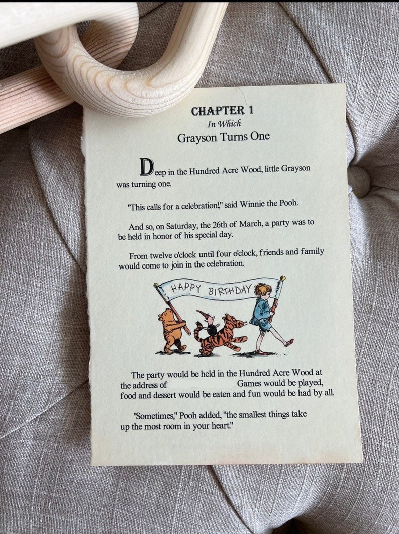 Winnie the Pooh Torn Edge Storybook Invitation Vintage Ripped Edge ...