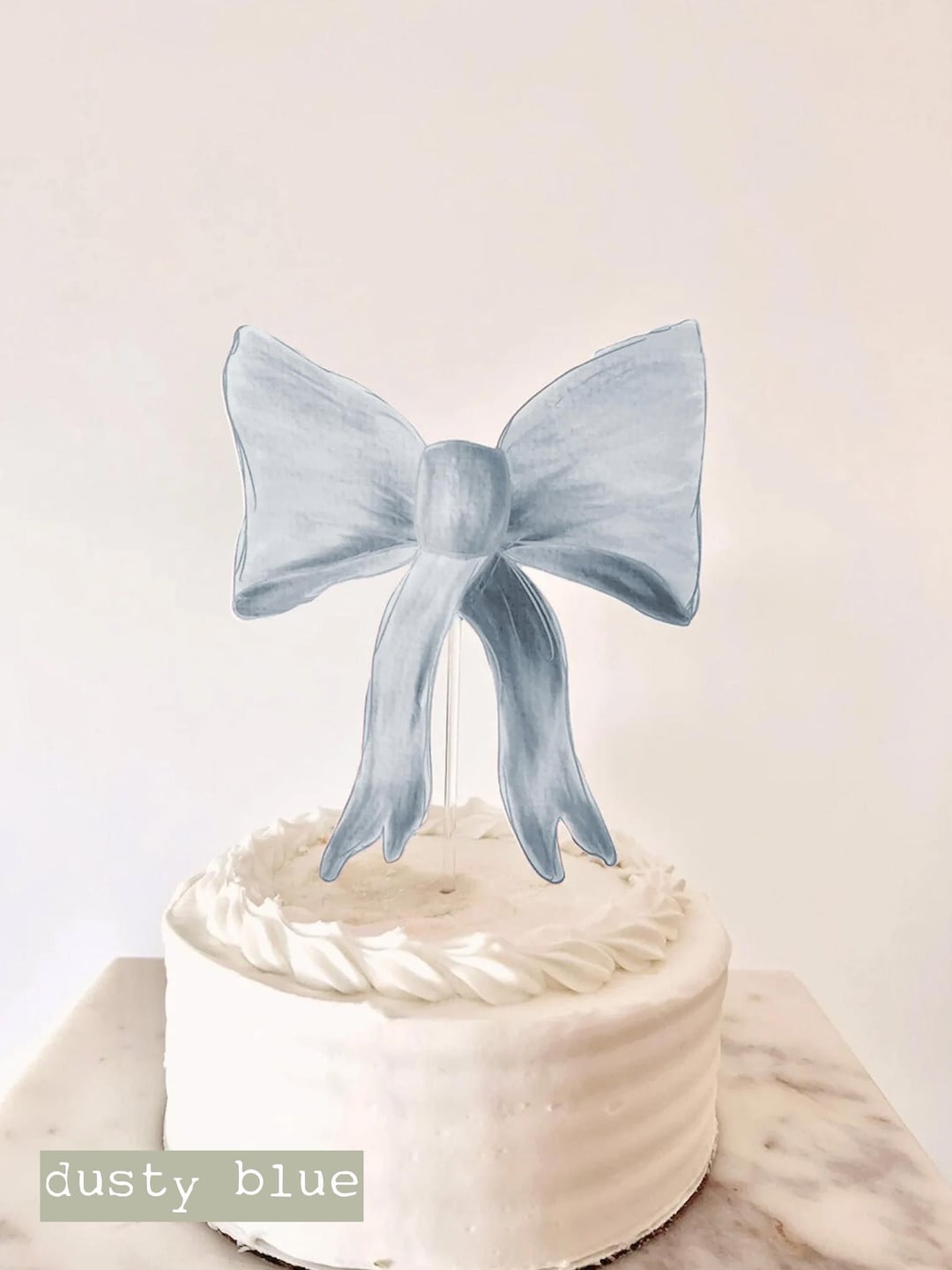Dusty/baby Blue Bow Cake Topper | 1st Birthday Paper Topper, Bridal ...