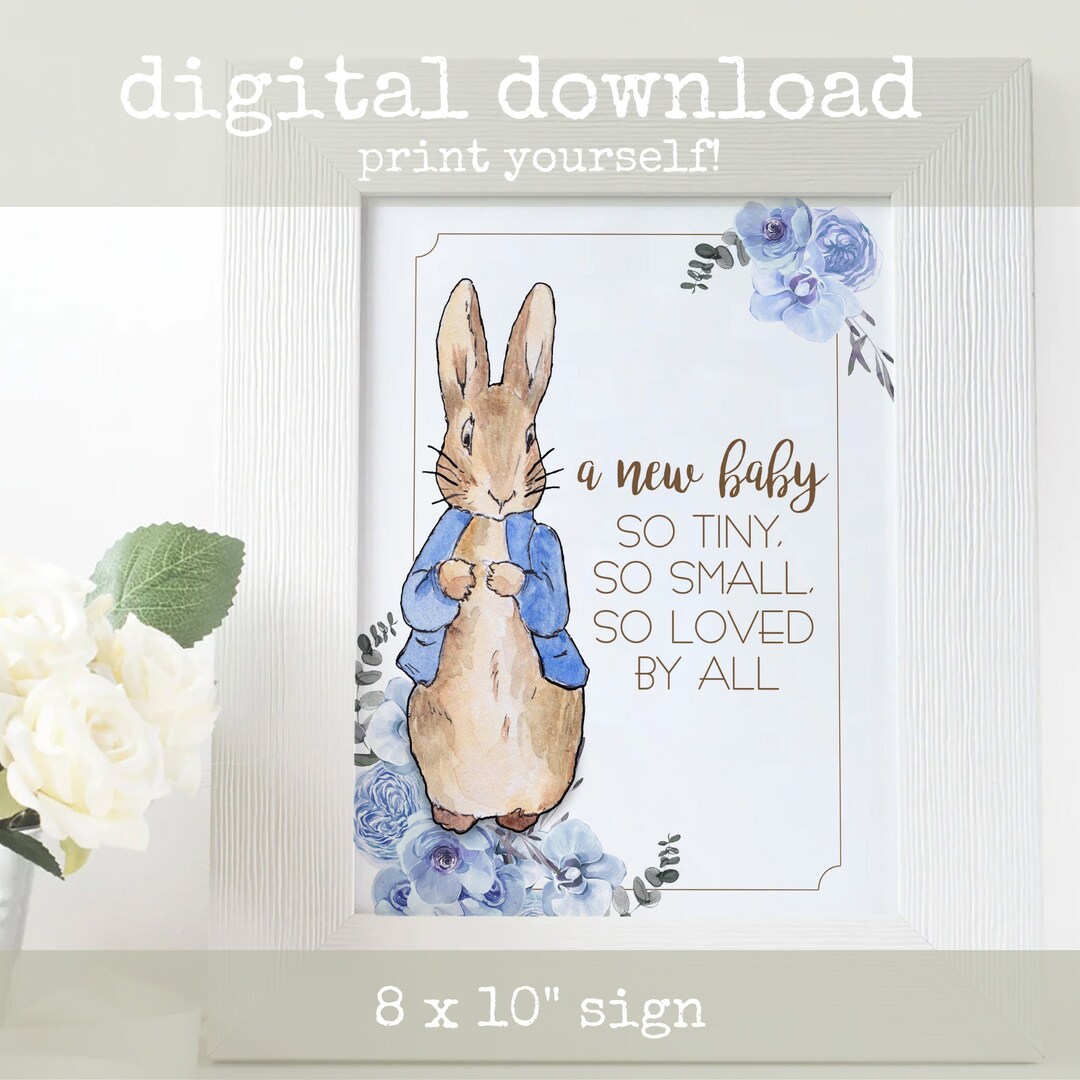 A New Baby Blue Peter Rabbit Baby Shower Sign | INSTANT DIGITAL ...