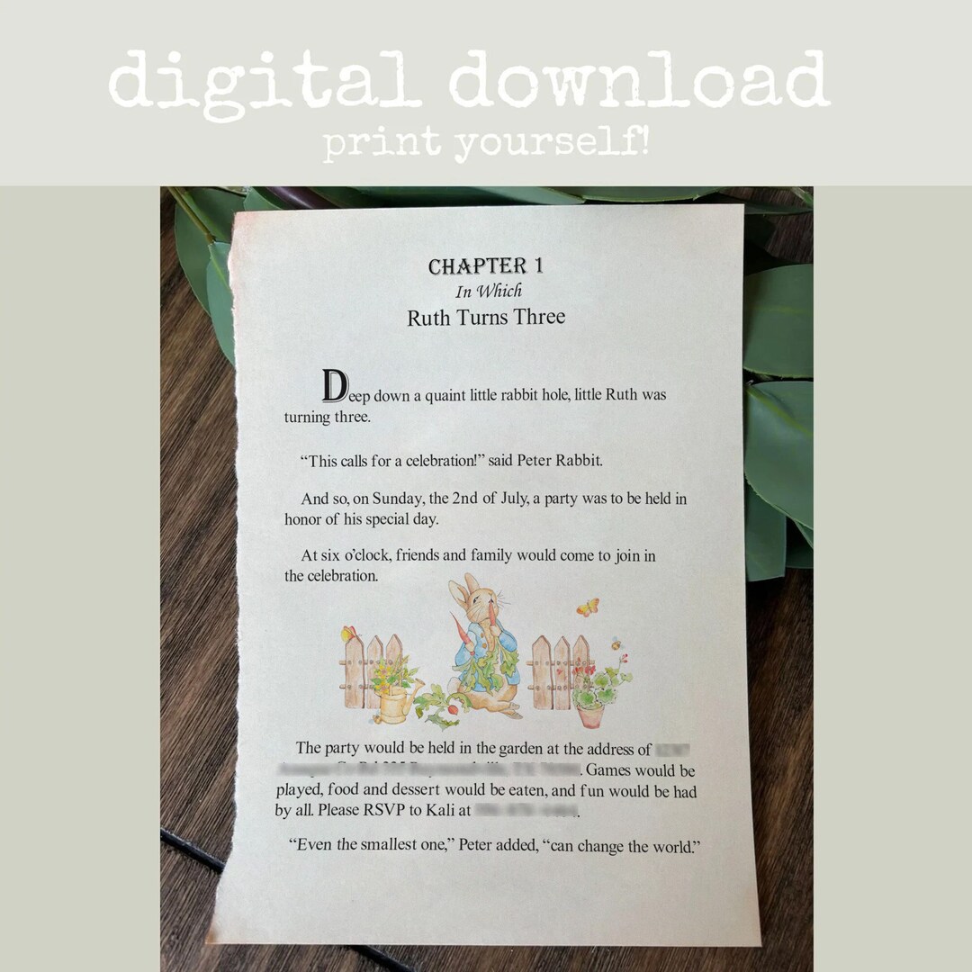 Personalized Peter Rabbit Storybook Invitation DIGITAL DOWNLOAD Classic ...